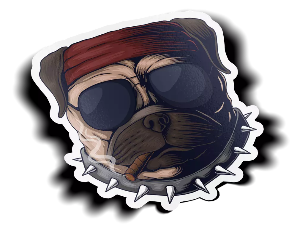 Bad Pug Cigar Dog Animal Sticker For Tumblers, Laptops, Bumper Stickers ...