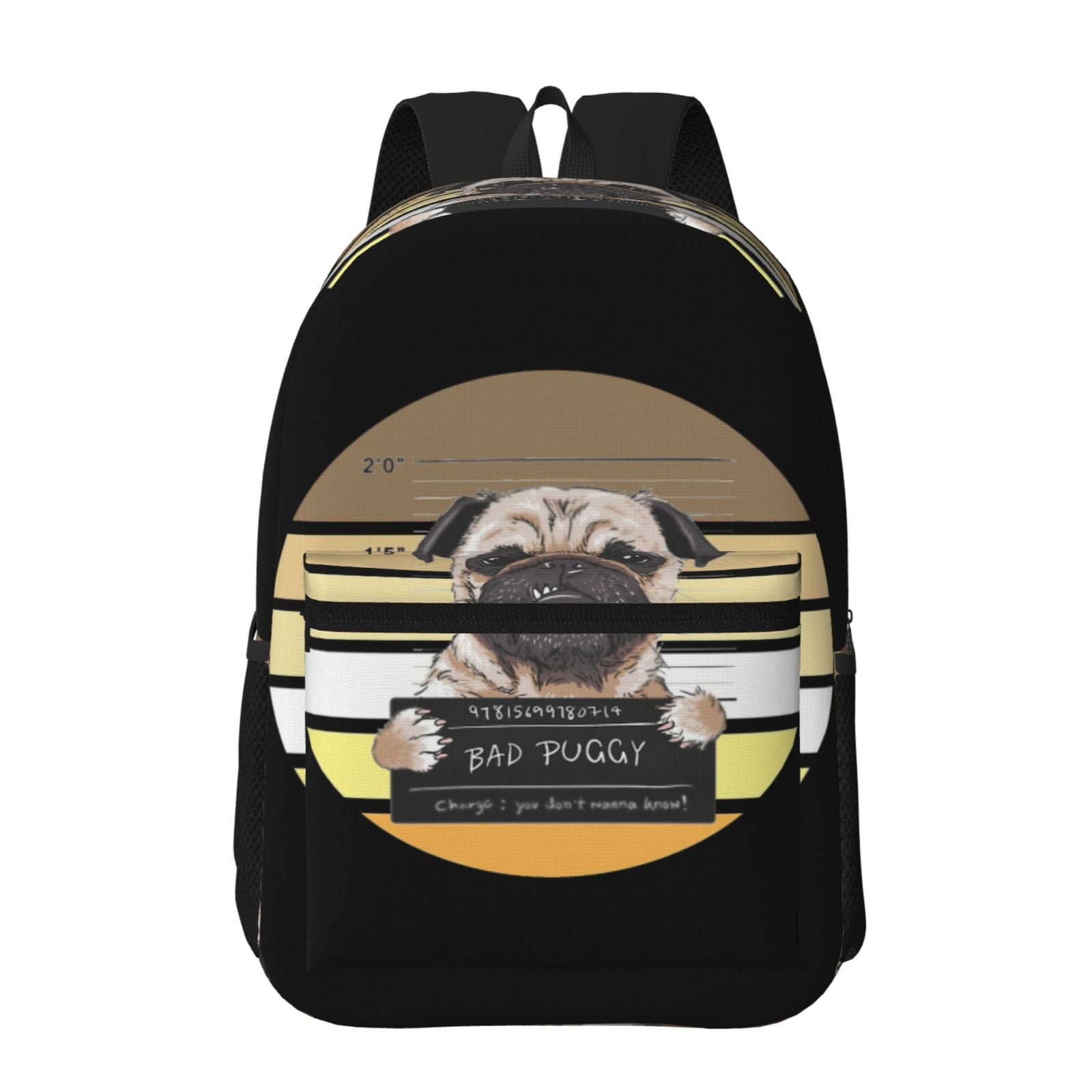 Bad Pug Crime Travel Laptop Backpack College School Computer Bag Black ...