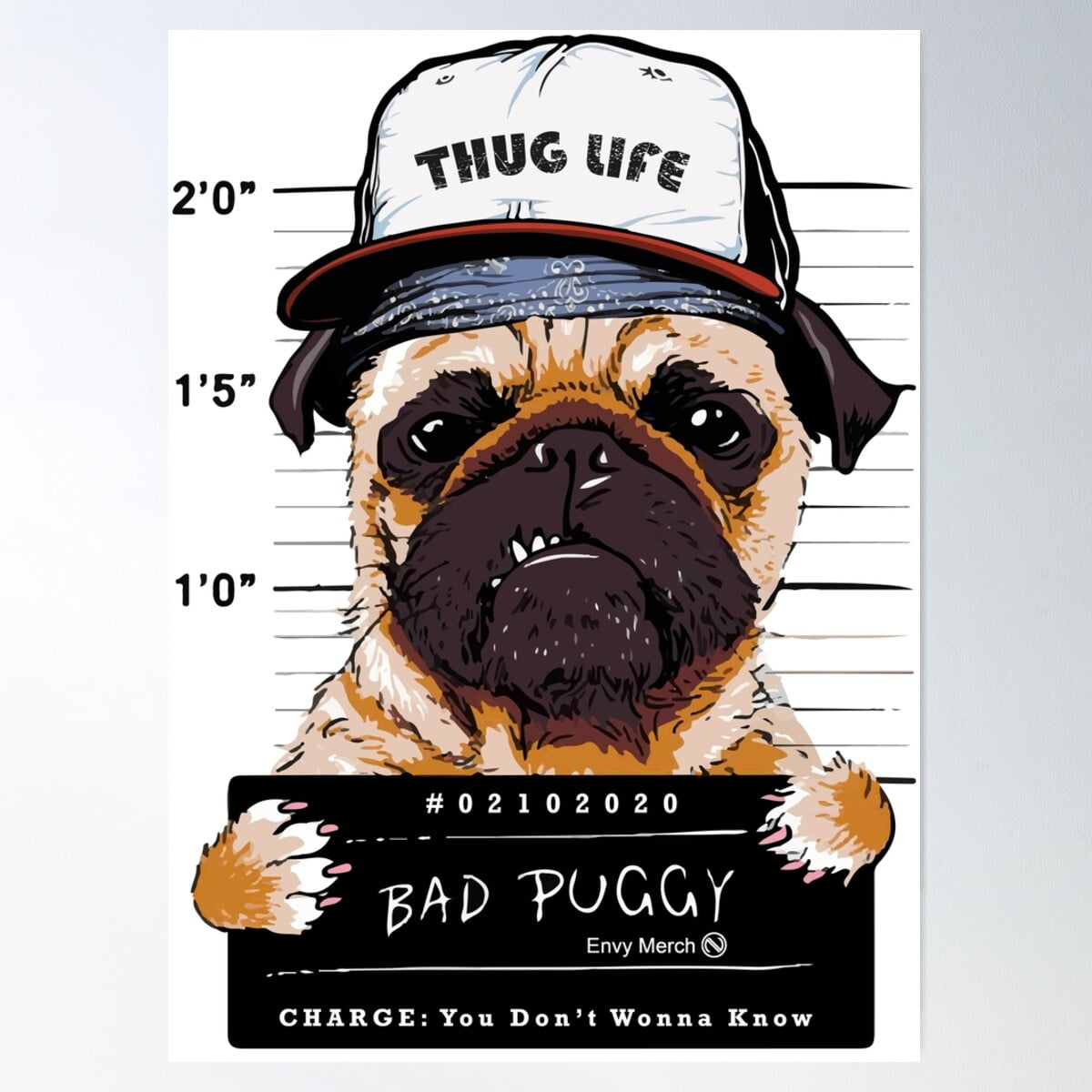 Bad Puggy - Pug Life Poster Wall Art, Modern Wall Decor For Living Room ...