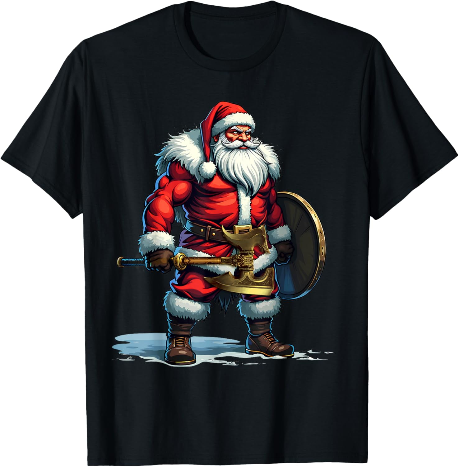 Bad Santa Claus Viking Berserker Look Christmas T-Shirt - Walmart.com