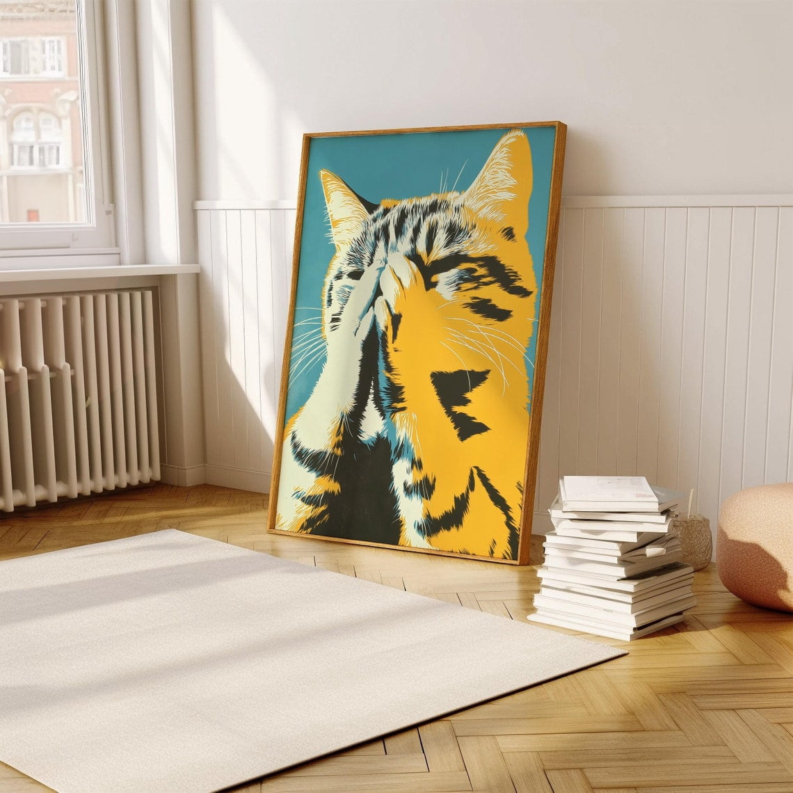 Bad Smell Cat Colorful Restroom Guest Bathroom Poster Art, Stretched ...