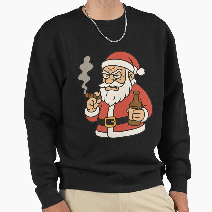 Bad St. Nick Ho Ho No Funny Grumpy Christmas Graphic Unisex Sweatshirt ...