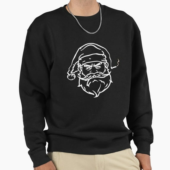 Bad St. Nick Minimal Icon Grumpy Line Art Christmas Graphic Unisex Sweatshirt Retro Vintage ...