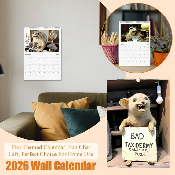 Bad Taxidermy Calendar 2026 – Funny 2026 Wall Calendar, 12 Month Unique ...