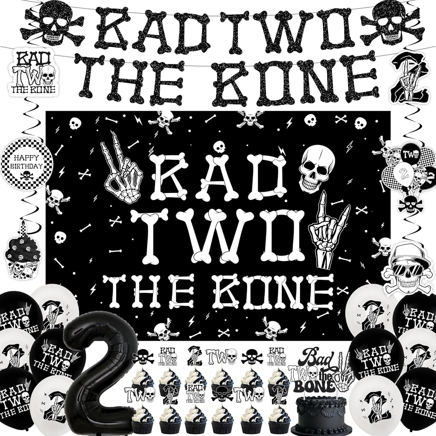 Bad Two The Bone Party Decorations Boy Include Balloons Banner Bad 2 ...