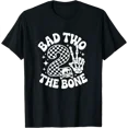 Bad Two The Bone 2Nd Birthday Skeleton Vintage Toddler Biker T-Shirt ...