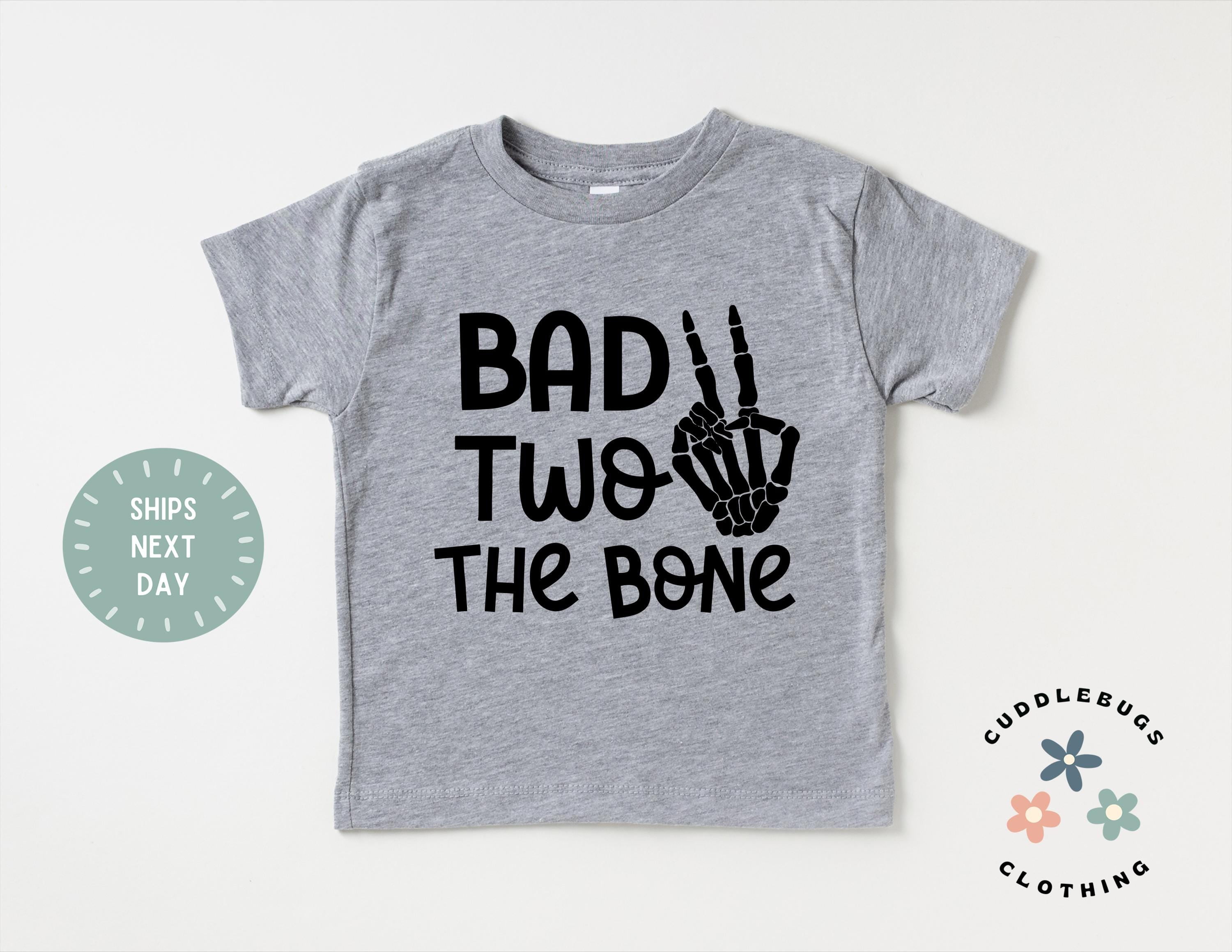 Bad Two The Bone, Two Birthday Shirt, Cute Skeleton Hand Kids Birthday ...