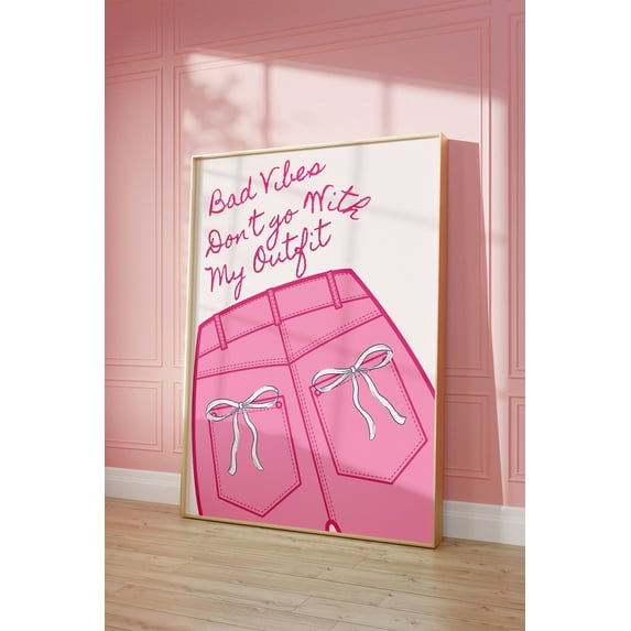 Bad Vibes Don'T Go With My Outfit Poster, Vintage French Coquette Art ...