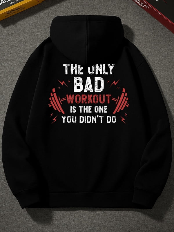 Bad Workout sweatshirt Exercise men's machine washable black Casual ...