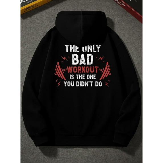 Bad Workout sweatshirt Exercise men's machine washable black Casual ...