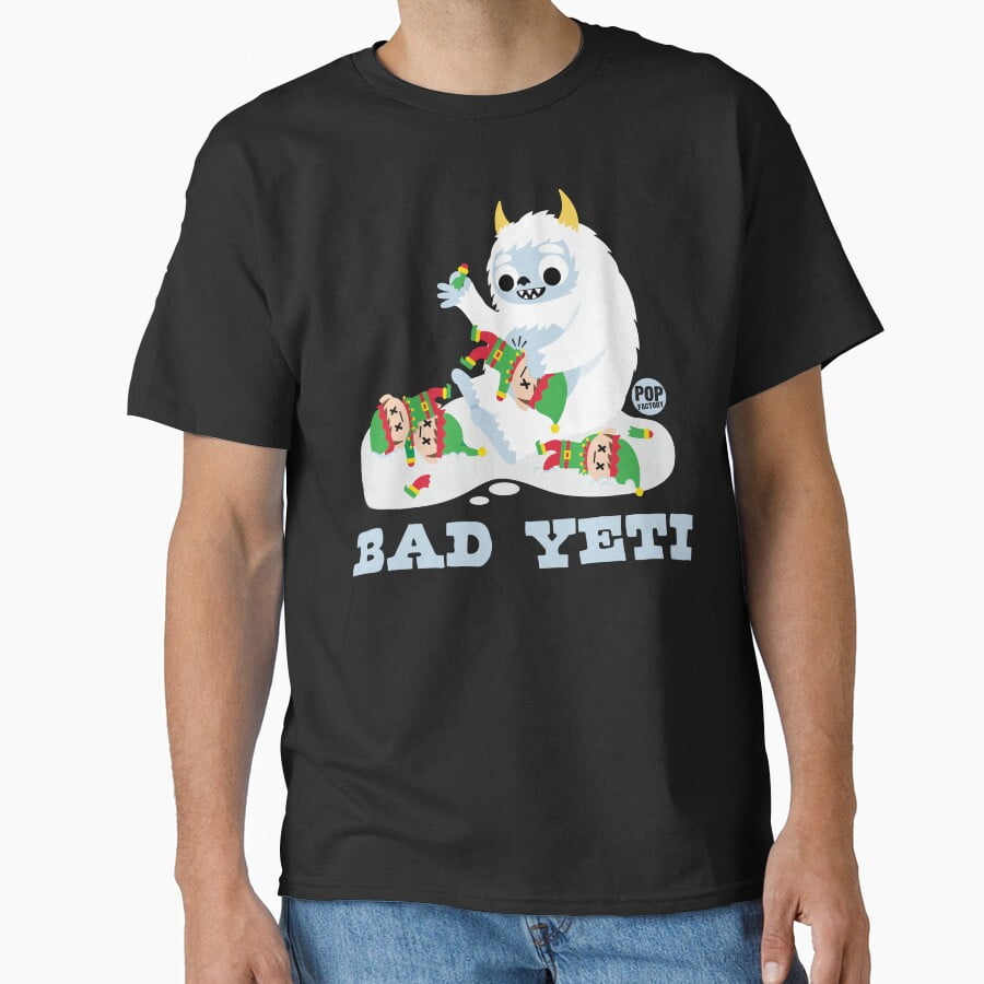 Bad yeti kill elves dark humor winter holiday creature graphic Unisex T ...