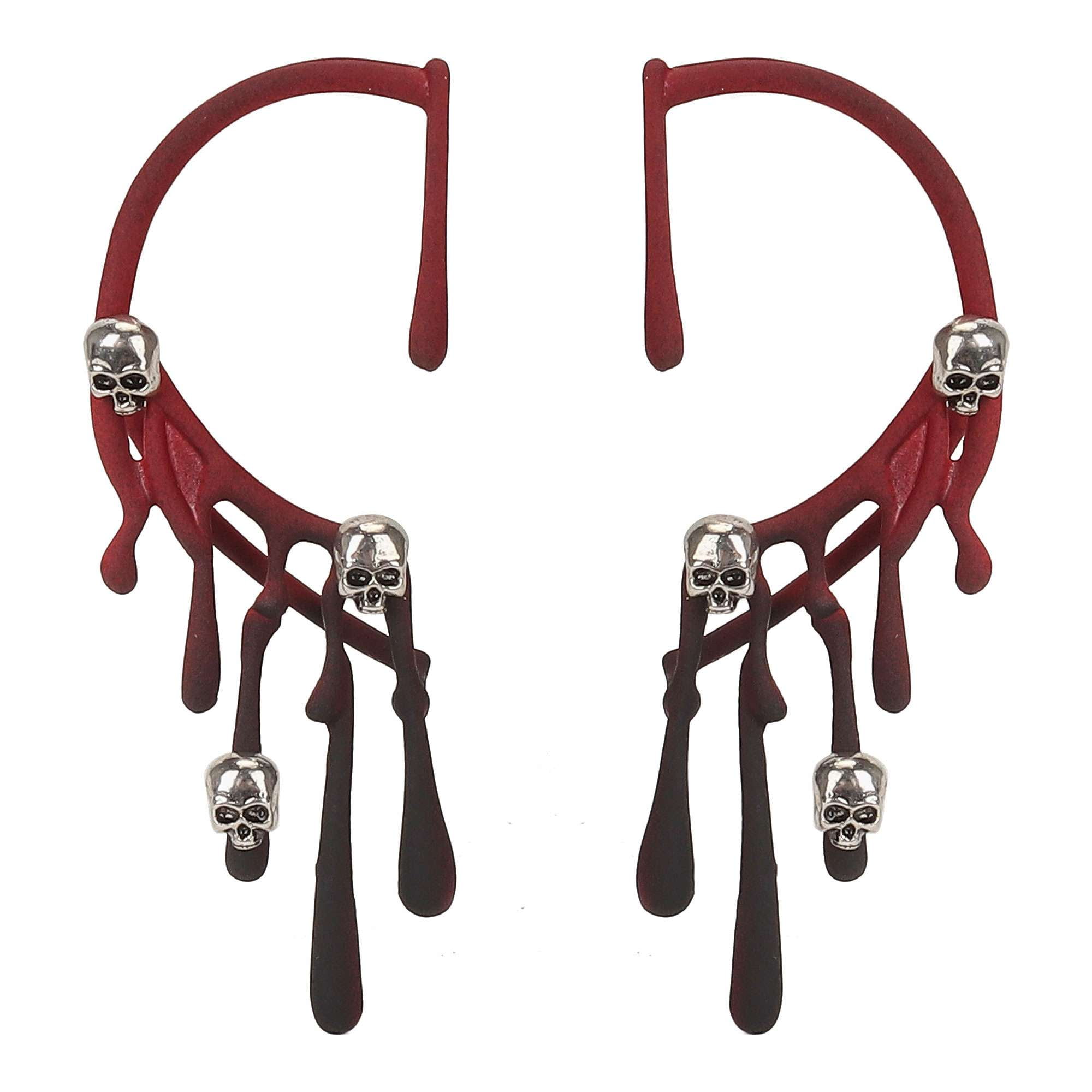 BadPiggies 1 Pair Skull Ear Cuffs for Women, Halloween Skeleton Head ...