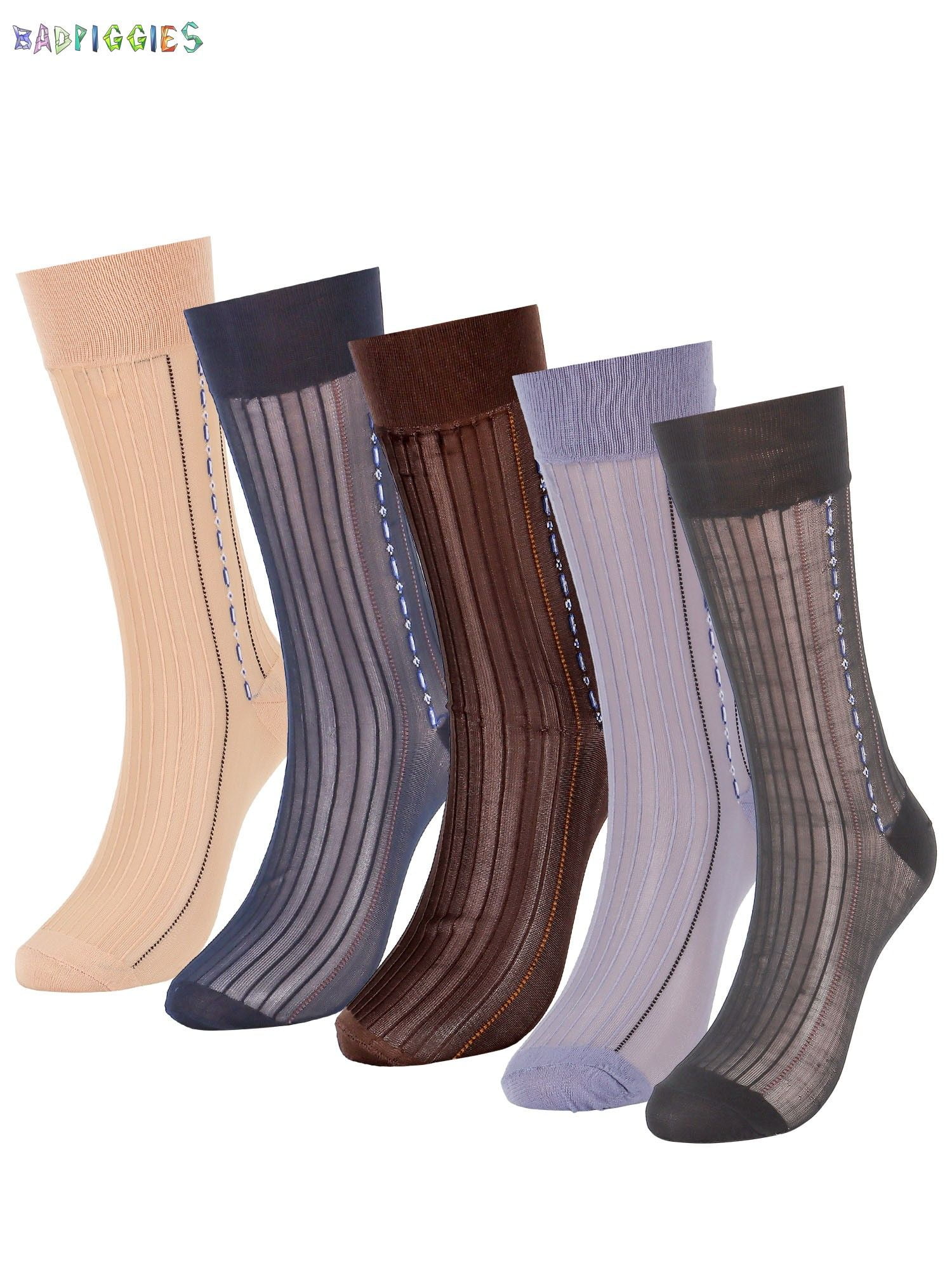 BadPiggies 10 Pairs Men's Ultra-Thin Breathable Silk Dress Socks, Dry ...