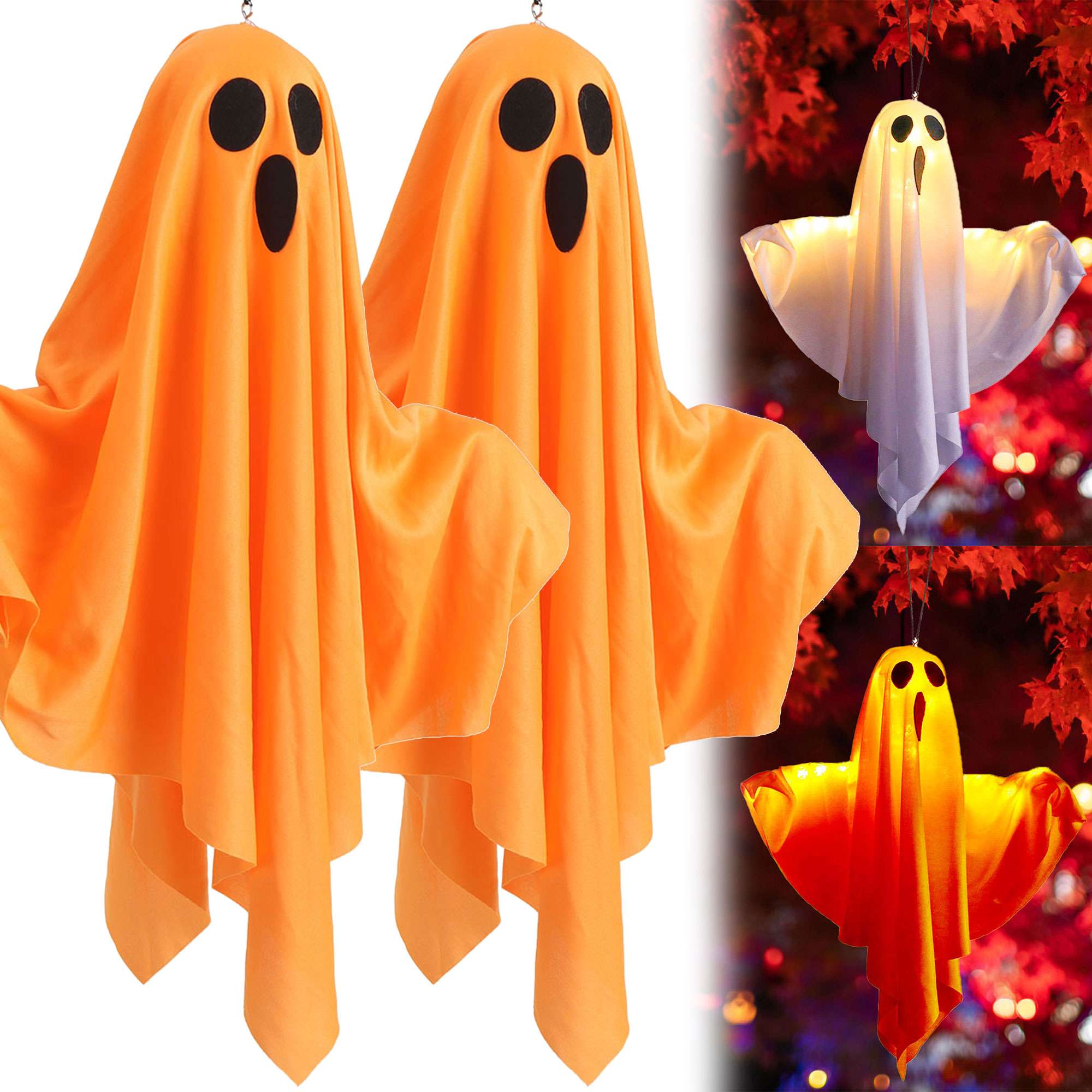 BadPiggies 2 Pack Halloween Light Up Ghost Decorations, Flying Ghosts ...