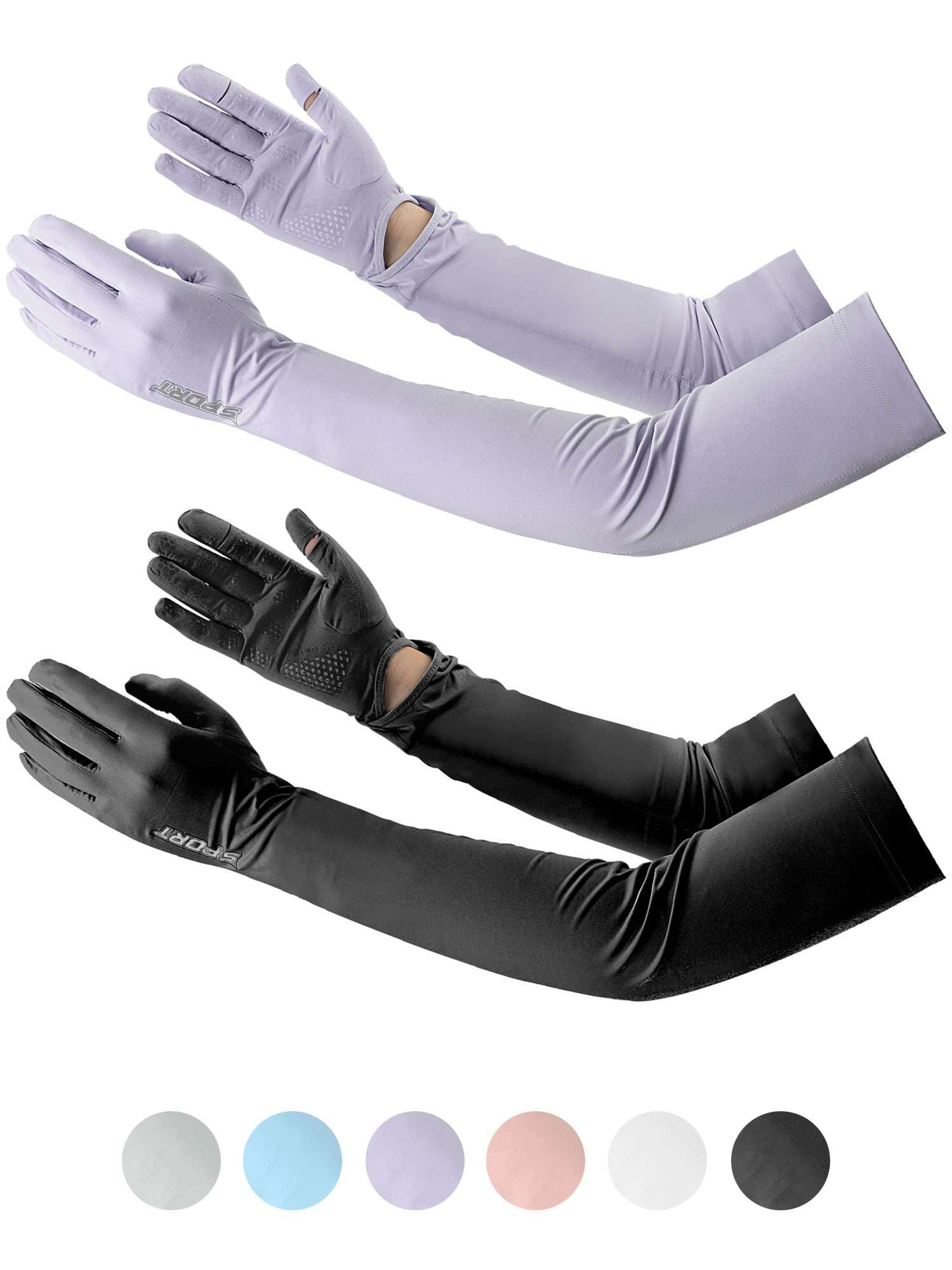 BadPiggies 2 Pairs UV Long Sun Protection Gloves for Women Men ...