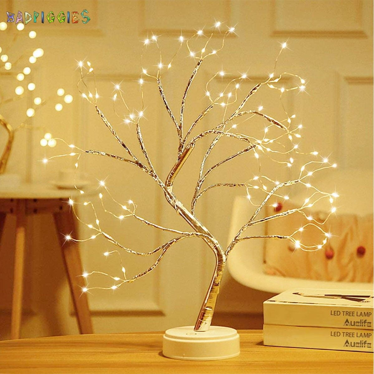 BadPiggies 20" Tabletop Bonsai Tree Light 108 LEDs Artificial Lighted ...
