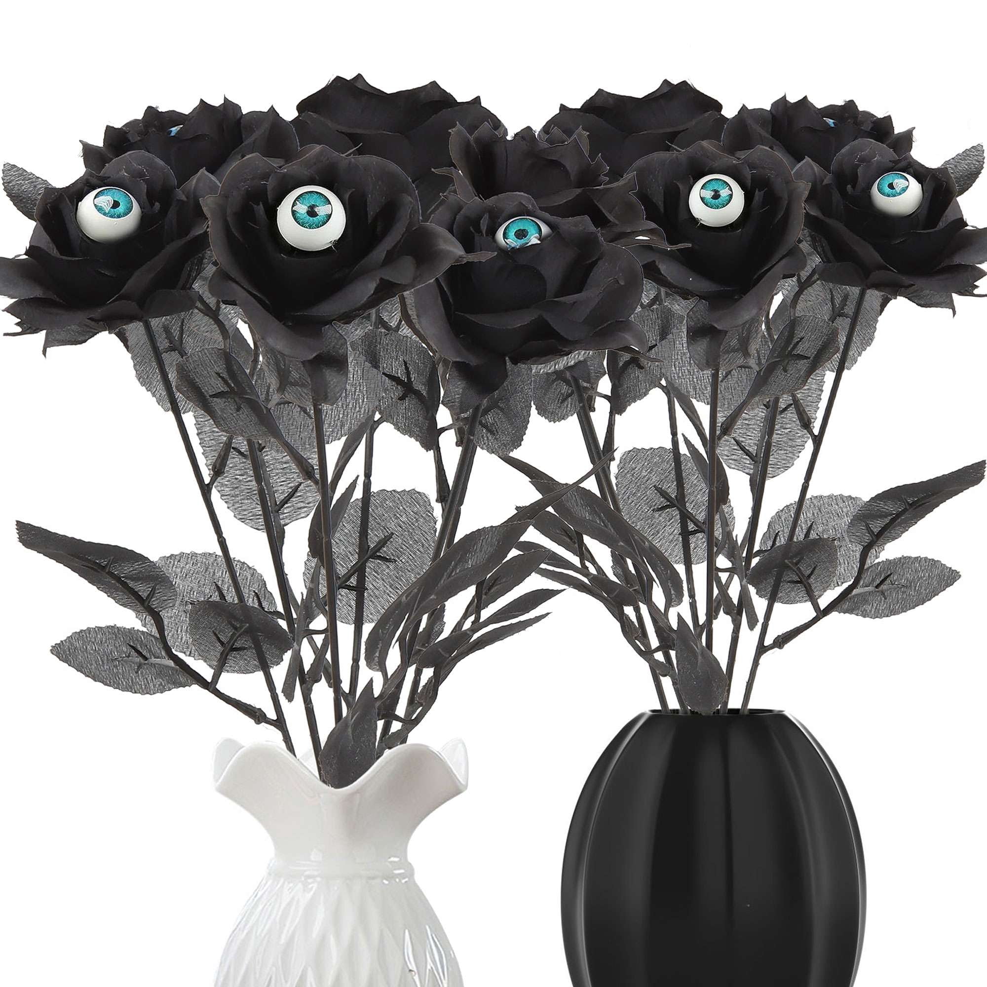 BadPiggies 20Pcs Artificial Rose Halloween Flowers with Plastic Eyeball ...
