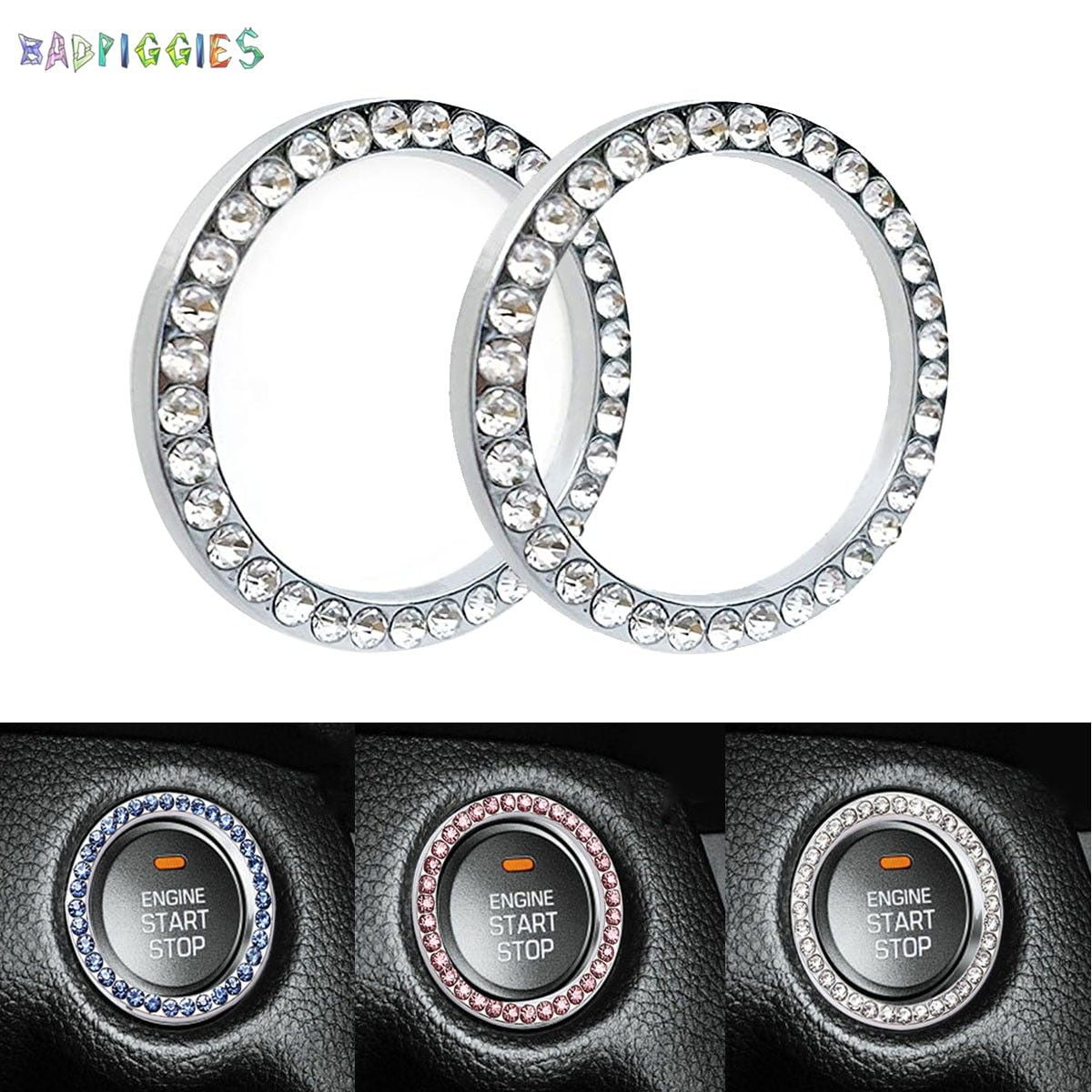 BadPiggies 2PCS Car Crystal Bling Ring Emblem Stickers, Rhinestone Key ...