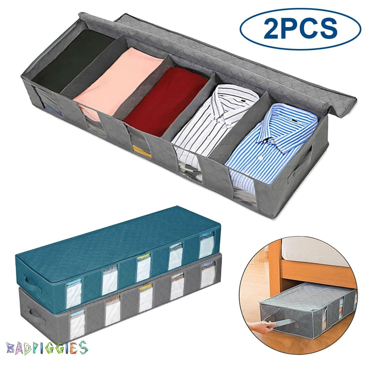 BadPiggies 2PCS Foldable Under Bed Storage Bags Container, Breathable ...