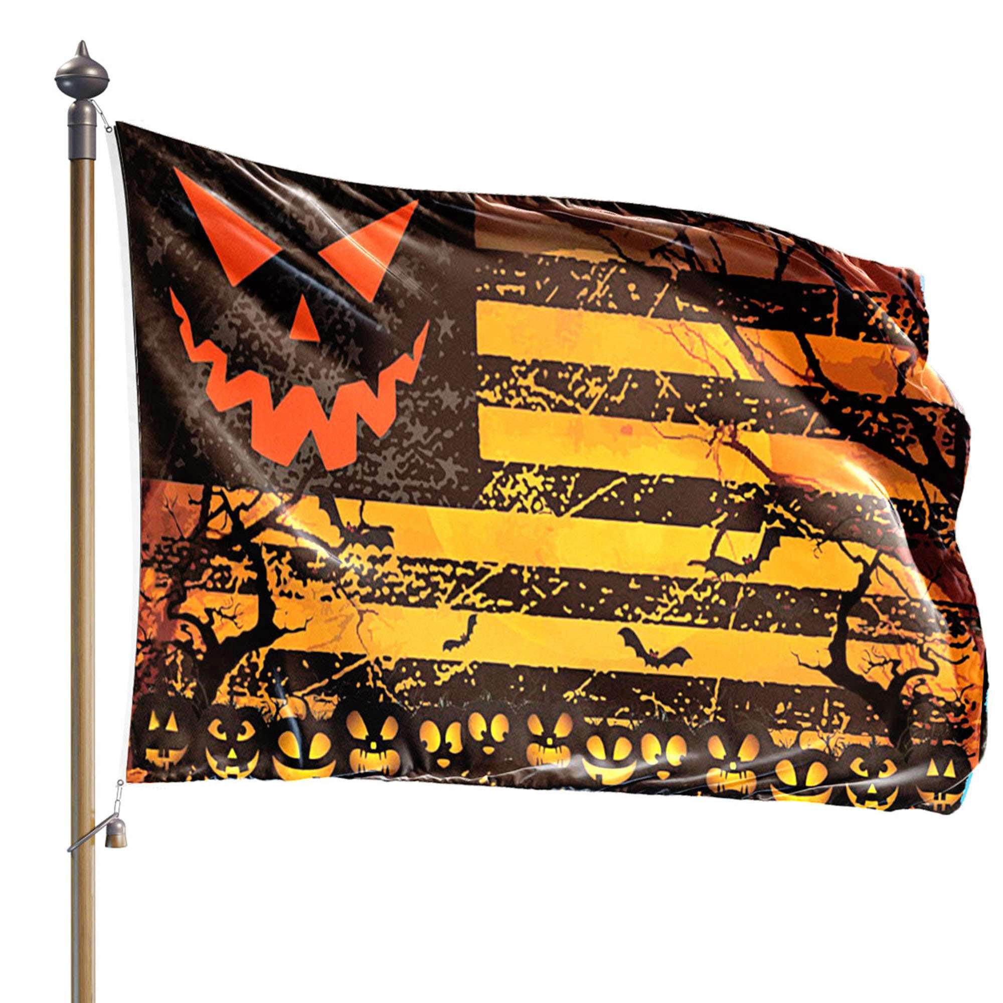 BadPiggies 2PCS Halloween Flag 3x5 Ft Outdoor Scary Halloween Pumpkin ...
