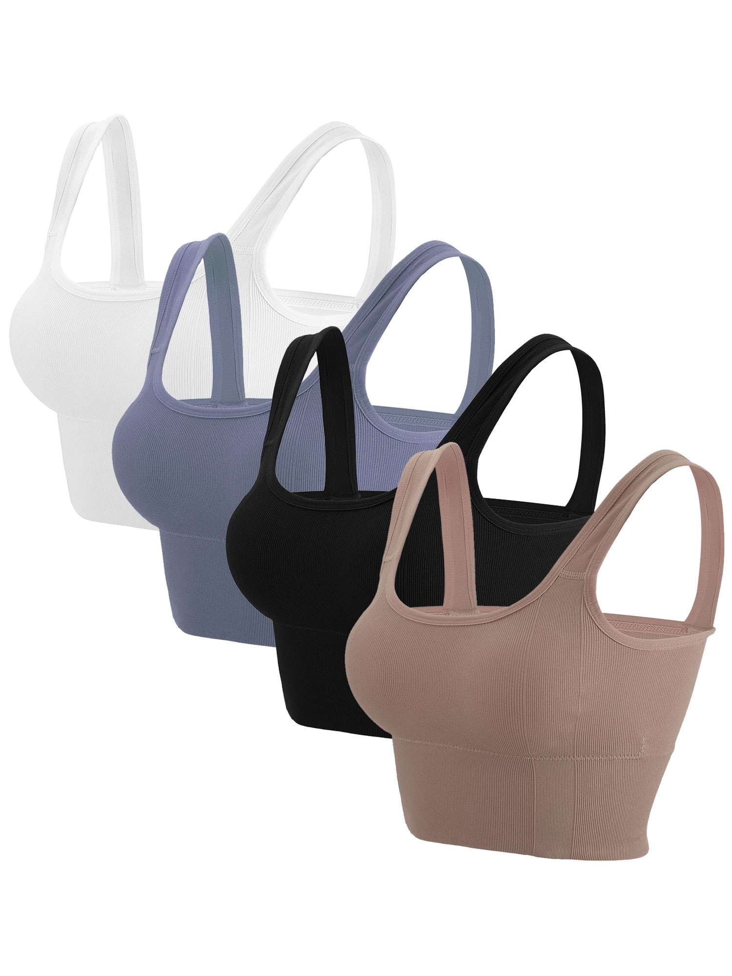 BadPiggies 4-Pack Women's Comfy Cami Bra Crop Top Wirefree Seamless ...