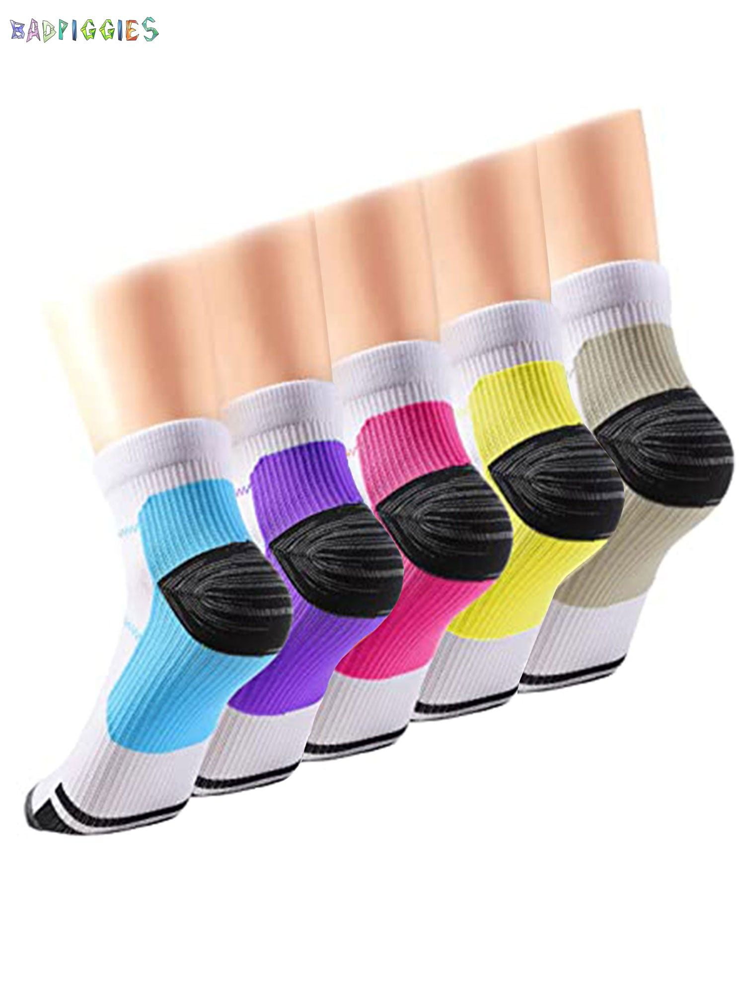 BadPiggies 5 Pairs Plantar Fasciitis Compression Socks for Men Women ...