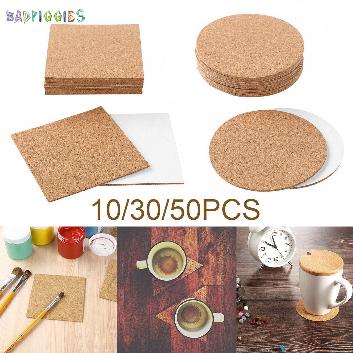 BadPiggies 50 Pcs Self-Adhesive Cork Round 4 x 4 Inch Cork Circle ...