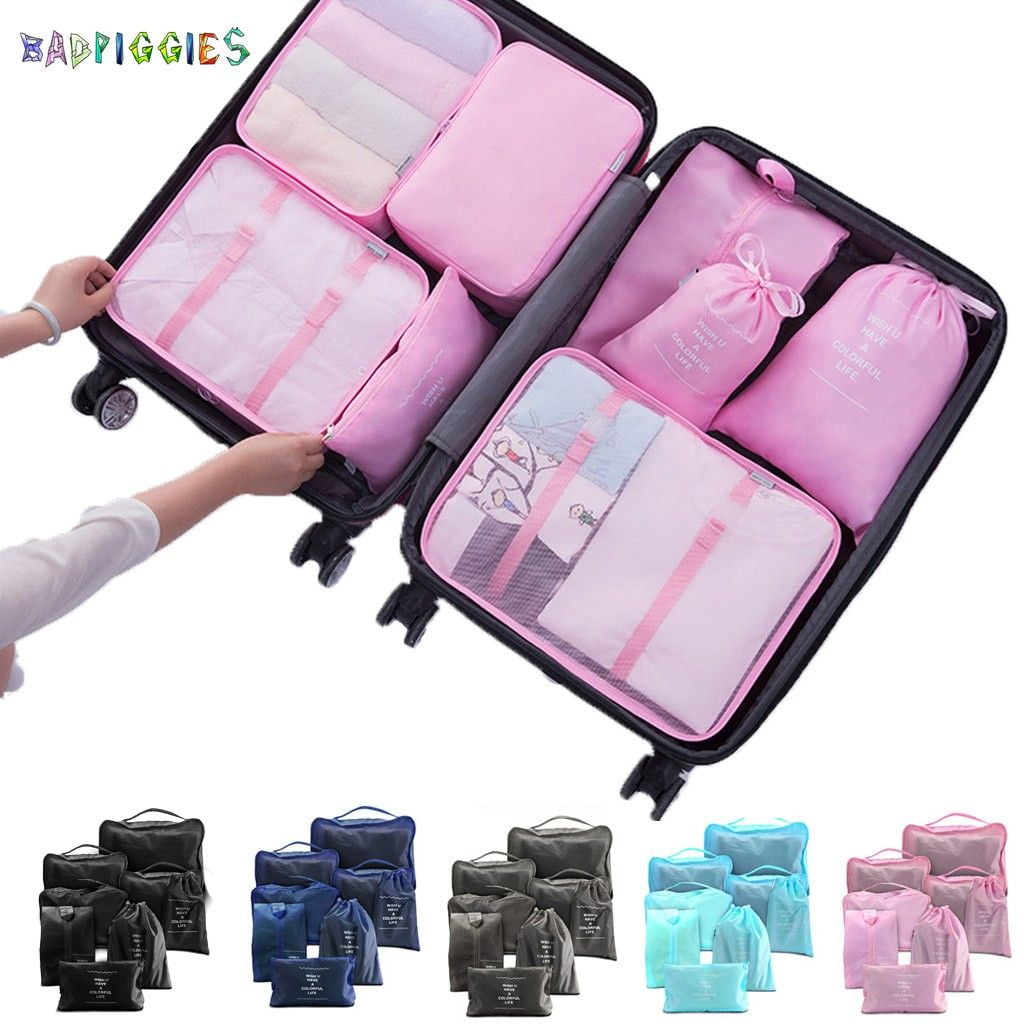 BadPiggies 8Pcs Travel Luggage Organizers Packing Cubes Storage Bag Set ...
