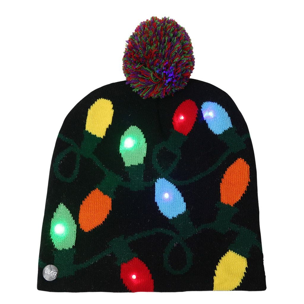 BadPiggies Christmas LED Light-up Knitted Hat Beanie Cap Lovely Colours ...