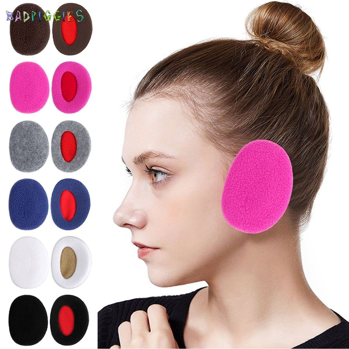 BadPiggies Bandless Ear Muffs Soft Fleece Winter Ear Warmers for Cold ...