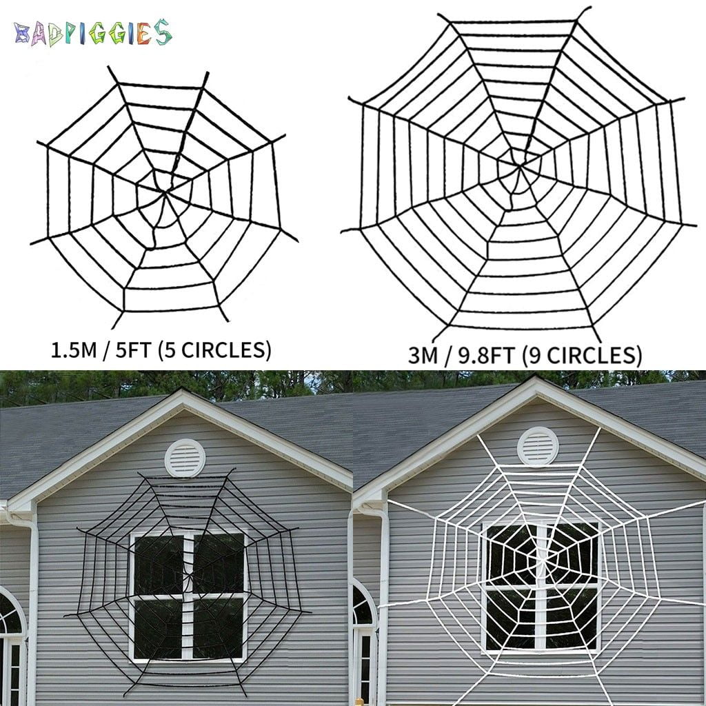 BadPiggies Halloween 4.9ft Giant Round Spider Web Props, Large Web ...