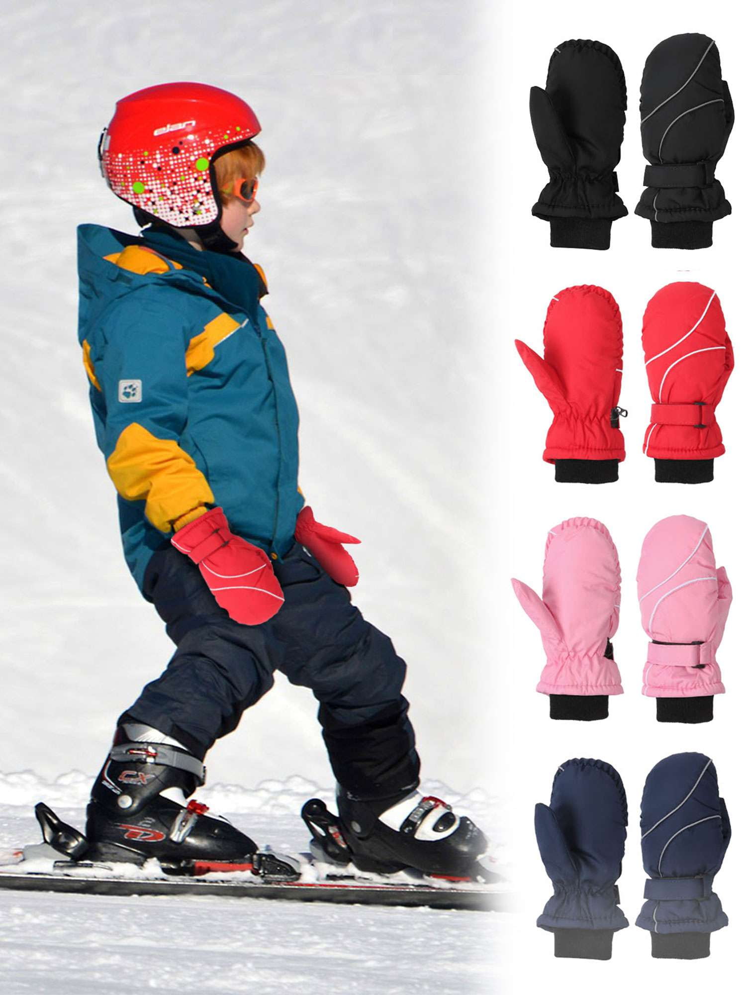BadPiggies Kids Ski Gloves Waterproof Winter Warm Snowboard Mittens for ...