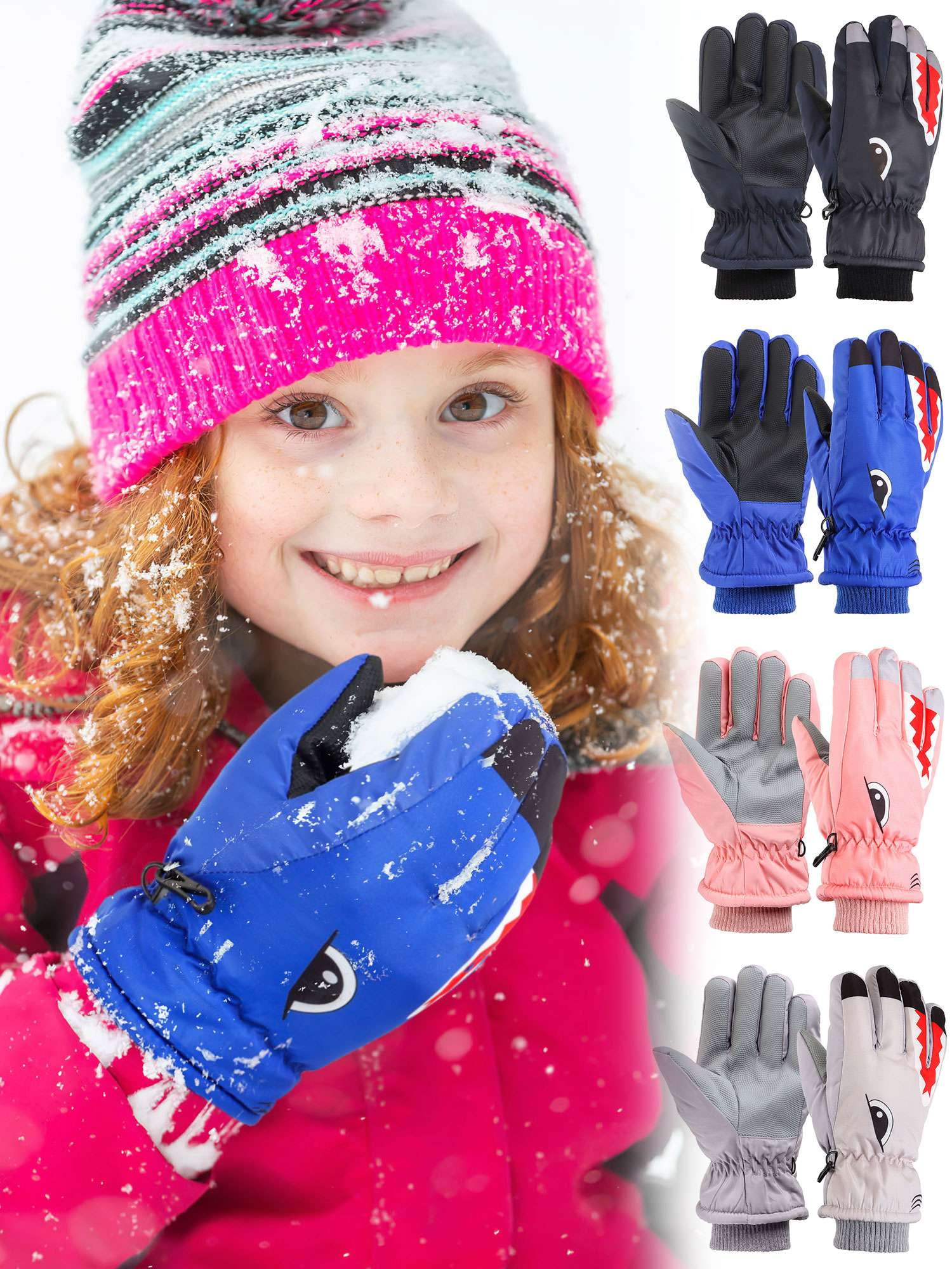 BadPiggies Kids Waterproof Snow Gloves Winter Warm Toddler Ski Gloves ...