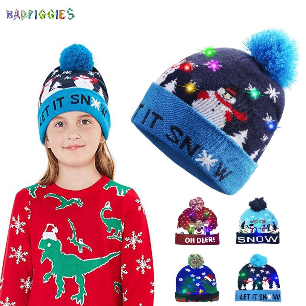 BadPiggies LED Light Up Hat Christmas Hat Beanie Knit Cap with 7 ...