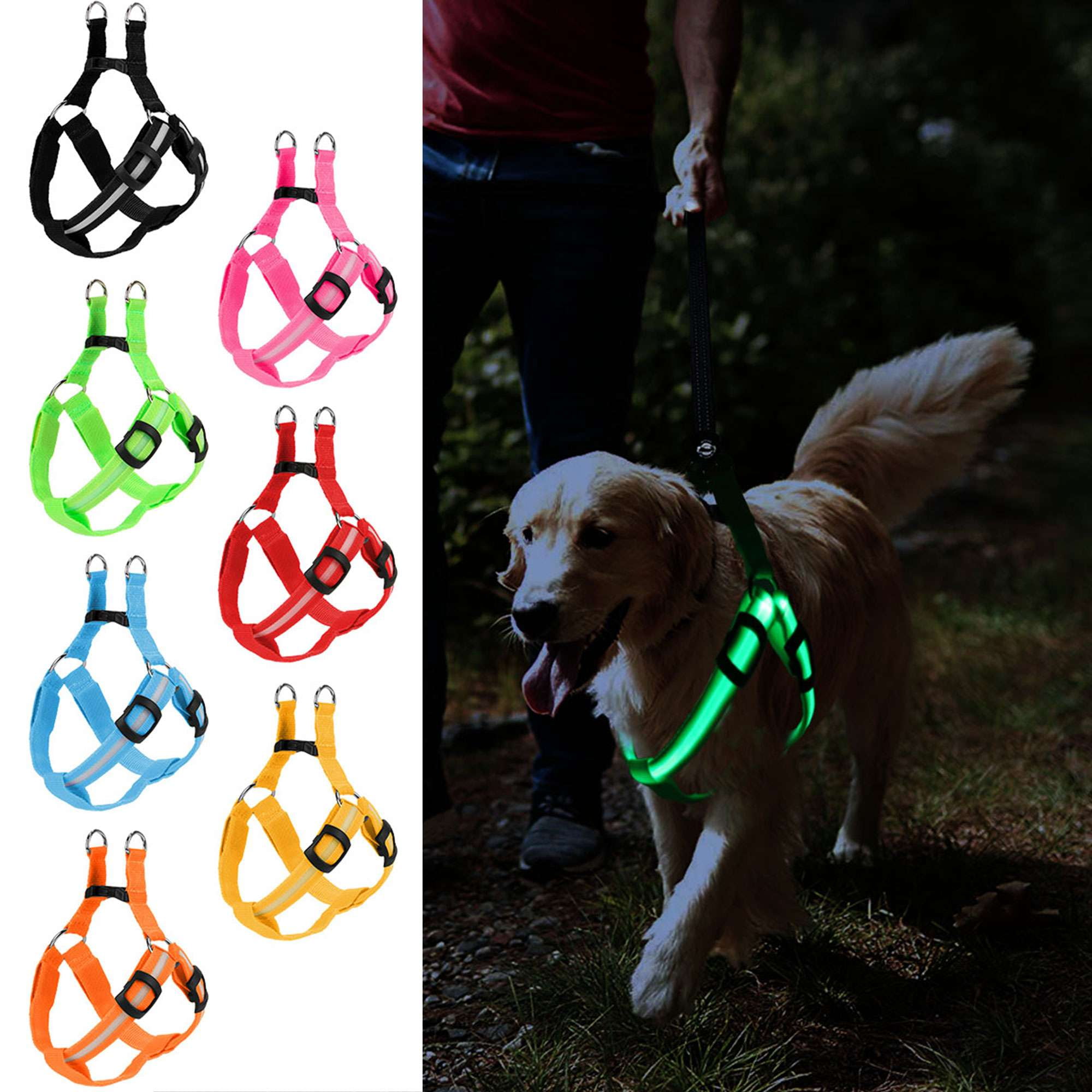 BadPiggies Light Up Dog Harness, USB Rechargeable No Pull Dog Vest ...