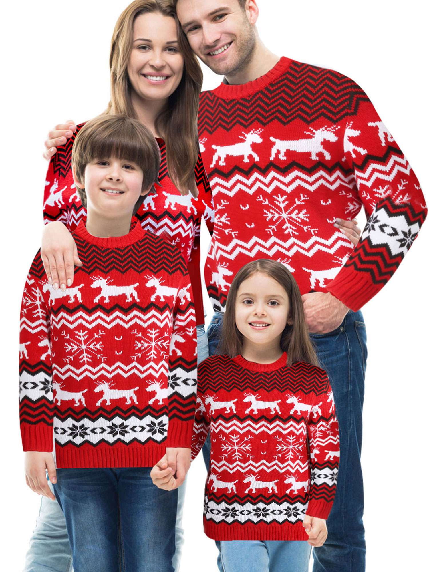 BadPiggies Matching Family Christmas Sweaters Reindeer Snowflake Knit ...
