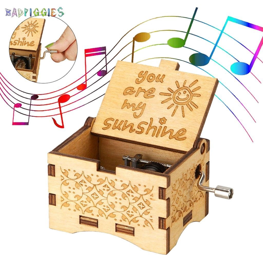 BadPiggies Mini Wooden Music Box, You Are My Sunshine Engraved Hand ...