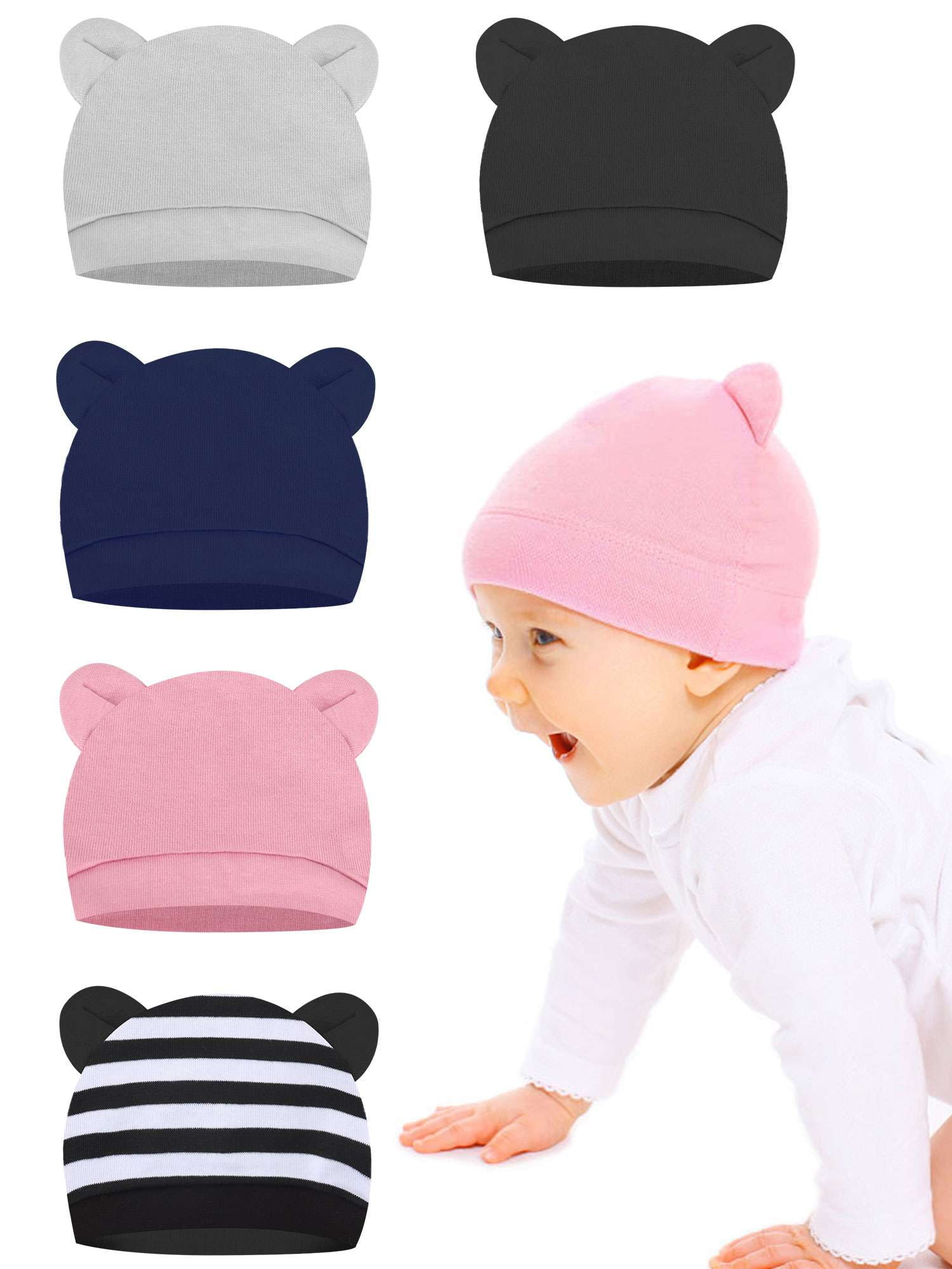 BadPiggies Newborn Baby Hat Bear Ears Infant Beanie Caps Baby Boy Girl ...