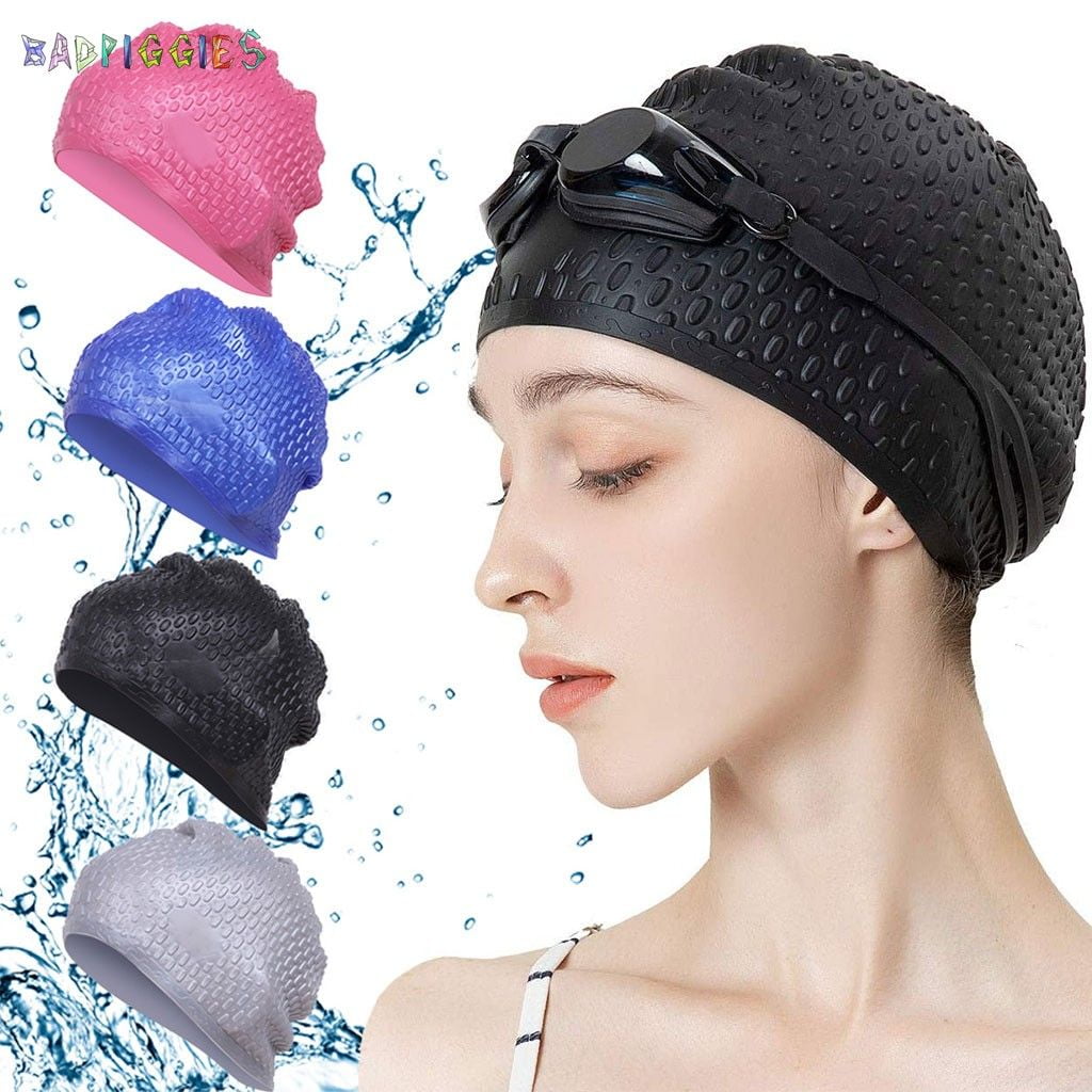 BadPiggies Silicone Swimming Cap Anti-slip Ear Wrap Waterproof Swim ...