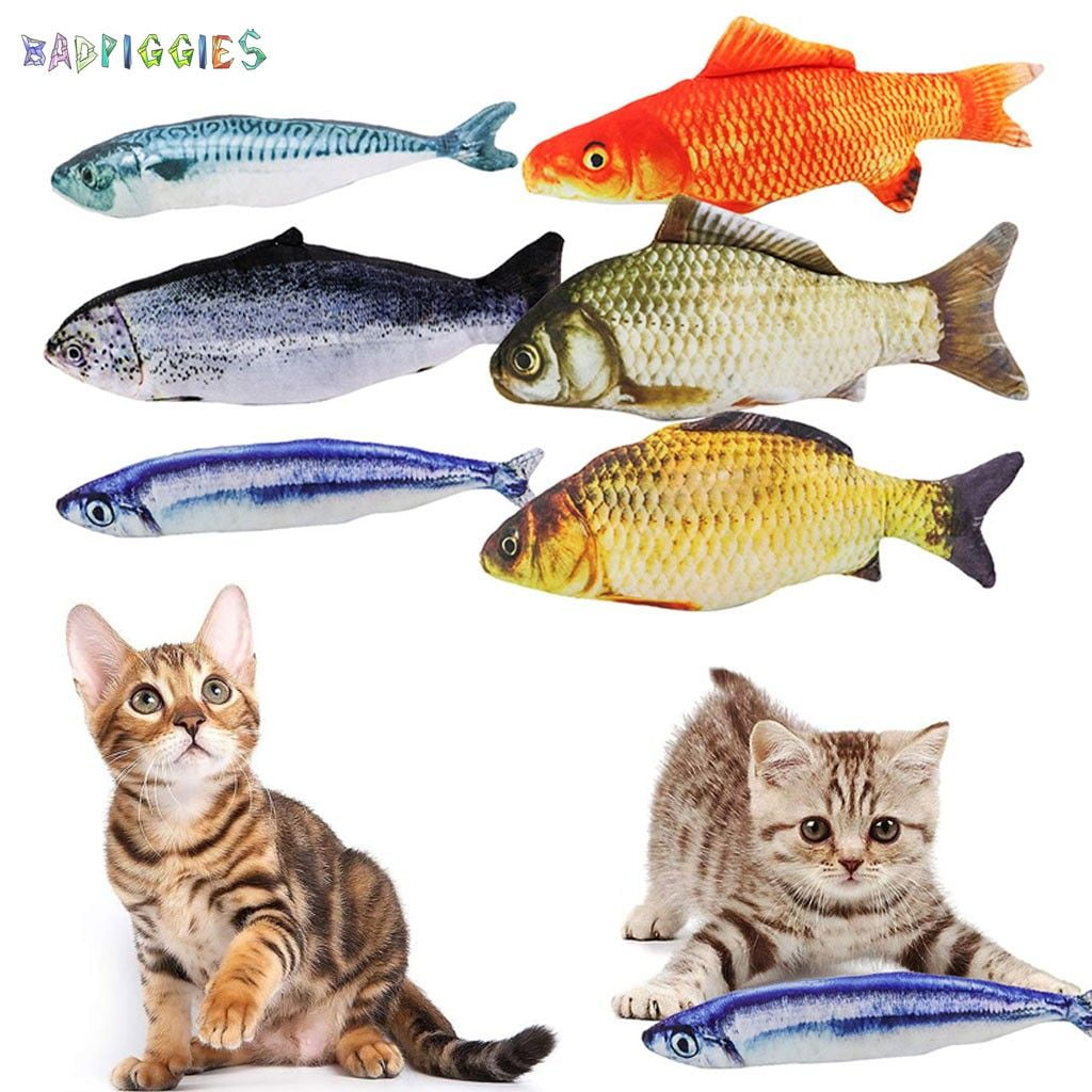 BadPiggies Simulation Fish Plush Doll With Catnip, Realistic Soft Fish ...