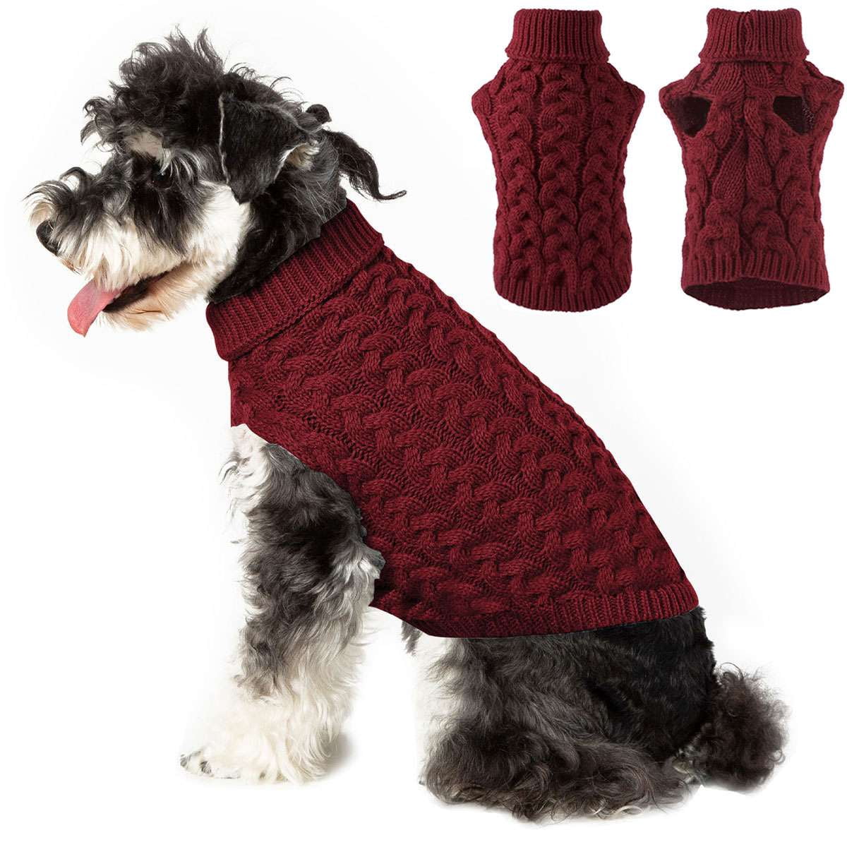 BadPiggies Small Dog Sweaters Knitted Cable Warm Pet Pullover ...