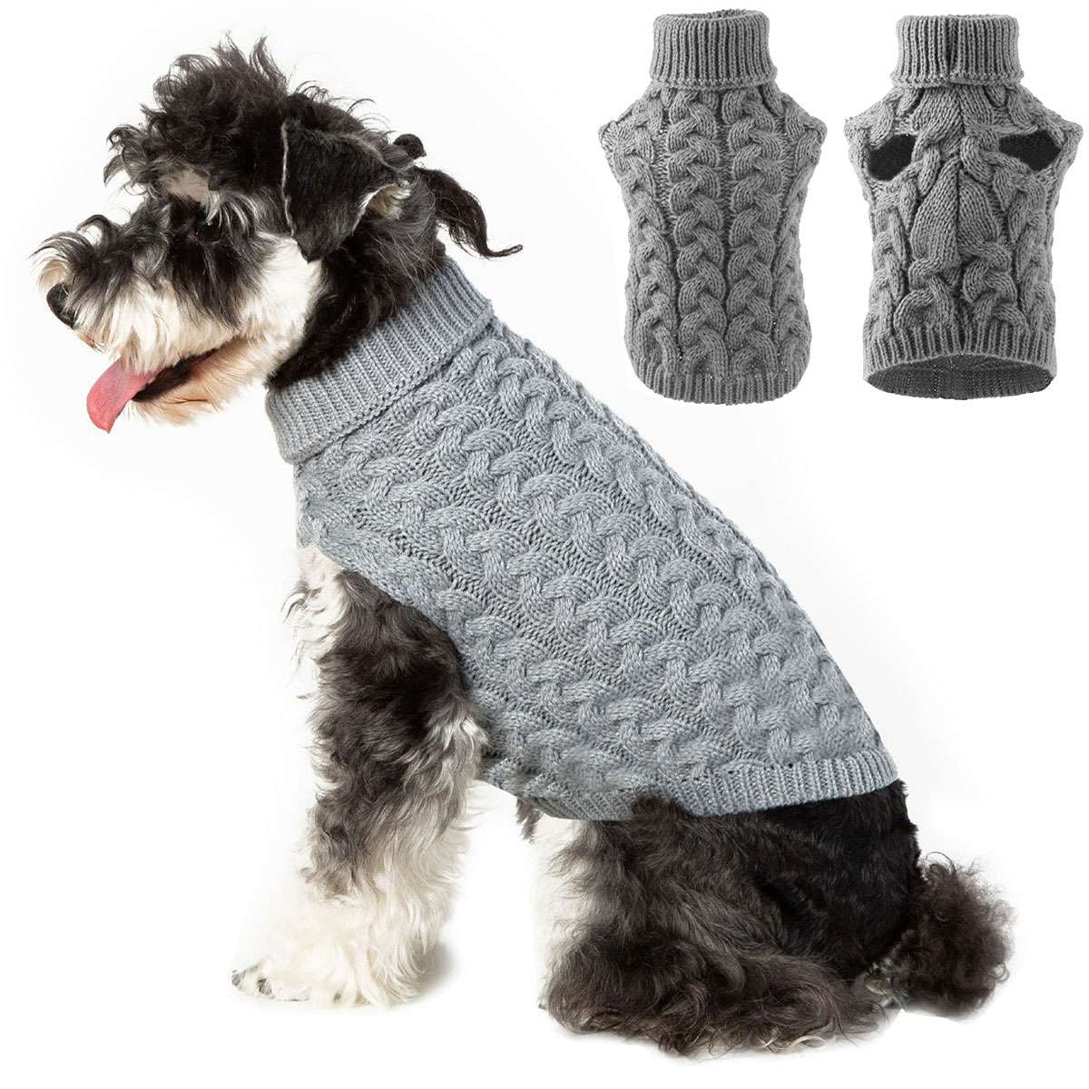 BadPiggies Small Dog Sweaters Knitted Cable Warm Pet Pullover ...