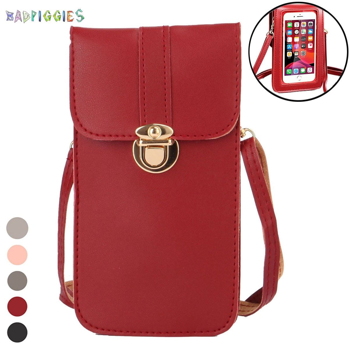 BadPiggies Small Touch Screen Crossbody Bag, Leather Shoulder Bag ...