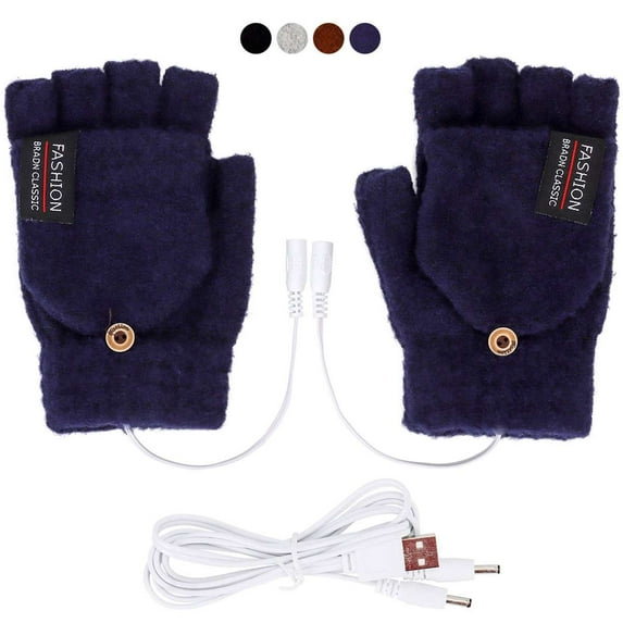 BadPiggies Winter USB Heated Gloves Fingerless Electric Hand Warmer ...