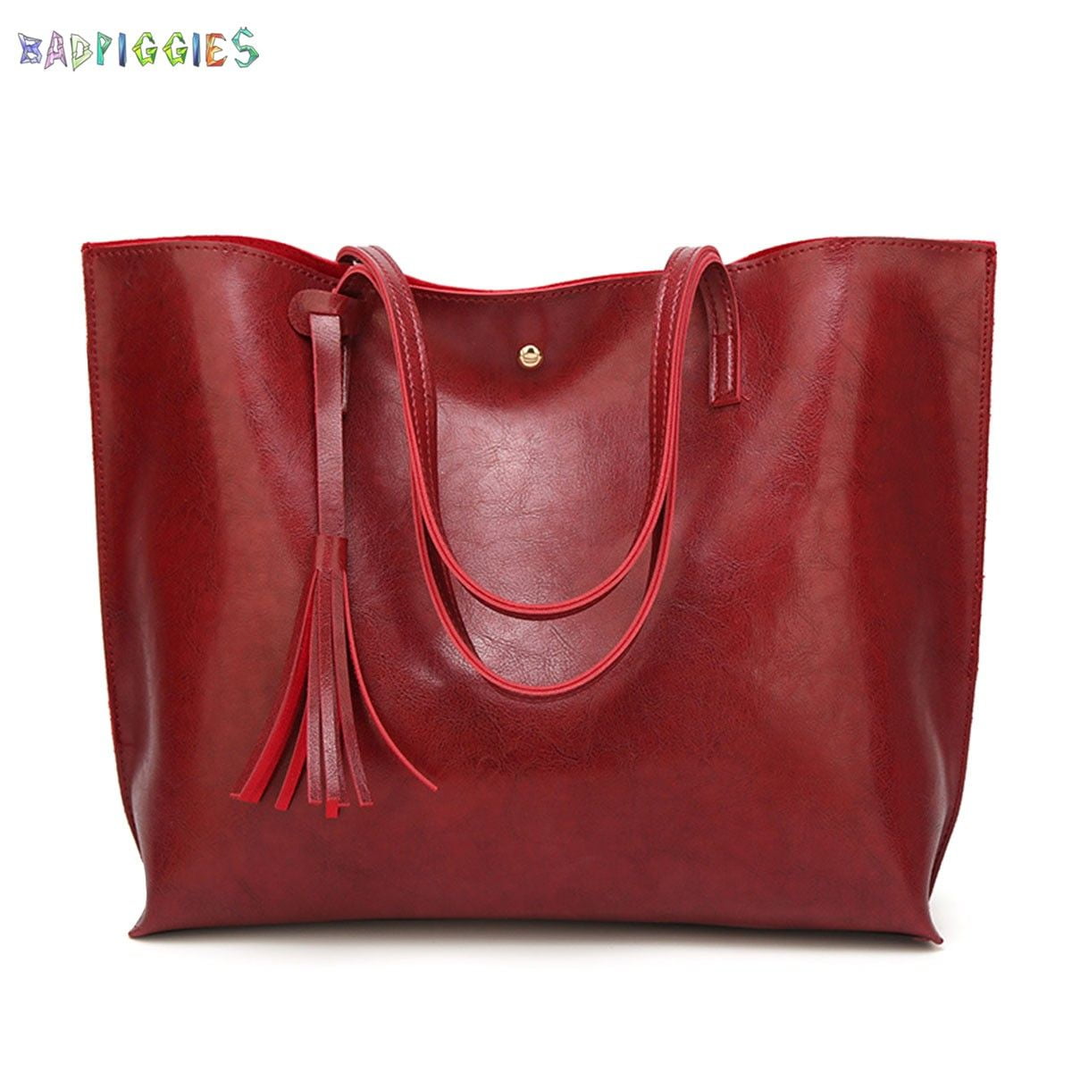 BadPiggies Women Tote Bag Tassels PU Leather Shoulder Handbags Big ...