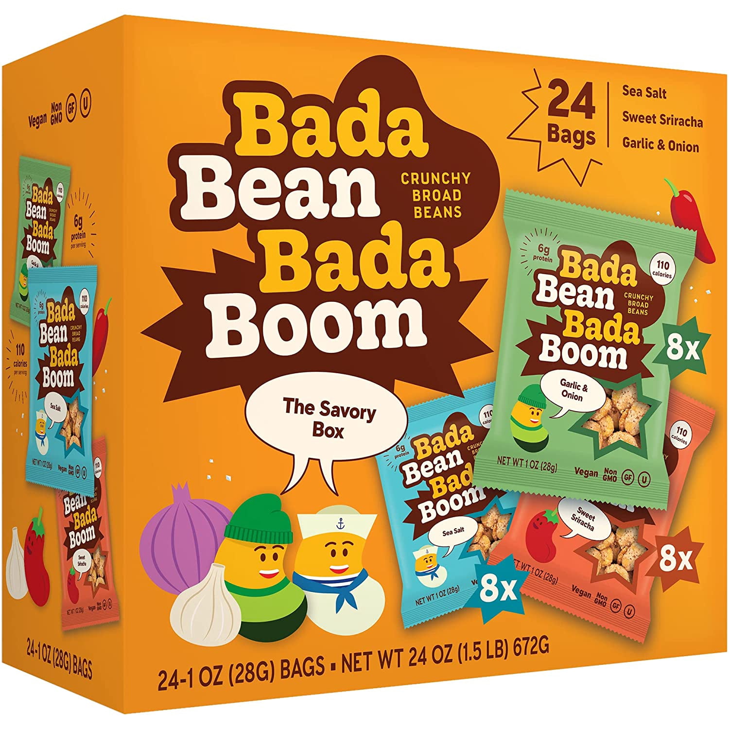 Bada Bean Bada Boom, Crunchy Roasted Broad Bean Snacks (Fava), High Protein, Vegan, Gluten-free ...