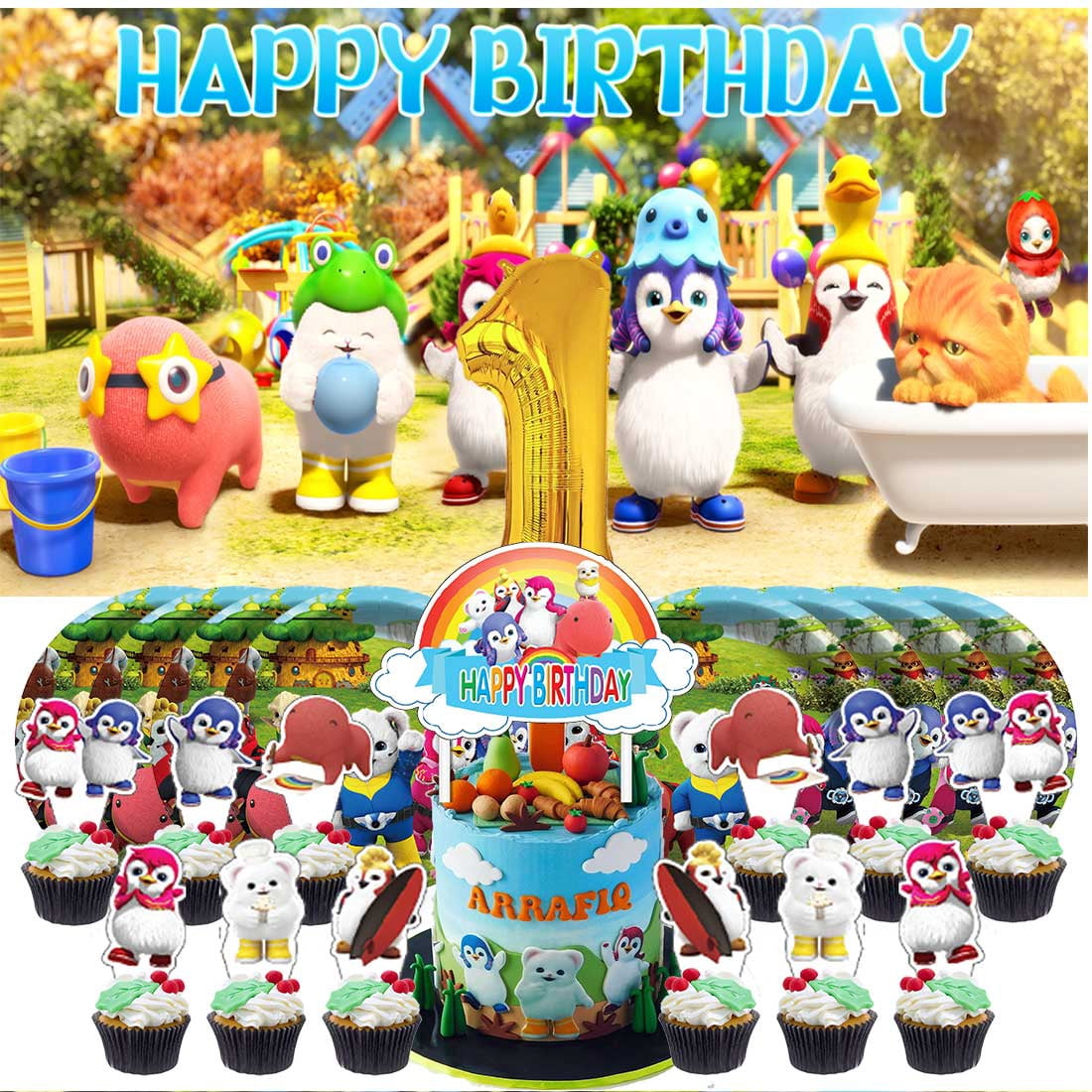 Badanamu Balloons Party Supplies 1st Decor Tableware Birthday Cake ...