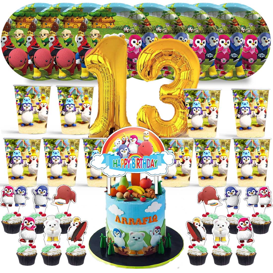 Badanamu Birthday 13th Cups Party Supplies Plates Fans Decorations Cake ...