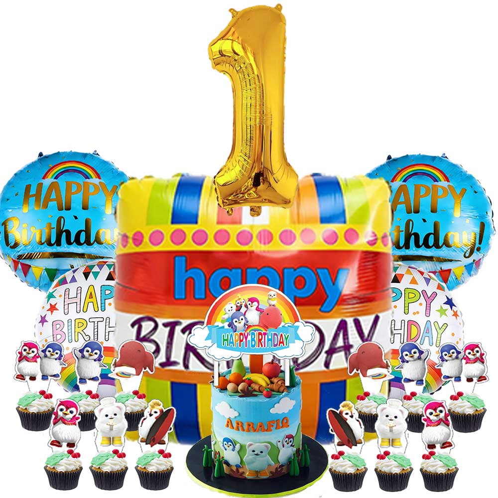 Badanamu Party Supplies 1st Decor Kit Balloons Birthday Cake Topper ...