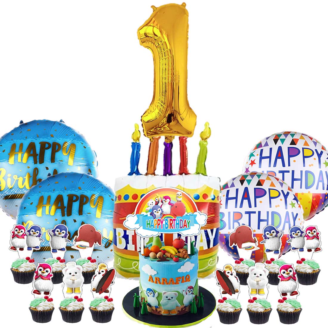 Badanamu Party Supplies 1st Decor Kit Balloons Birthday Cake Topper ...